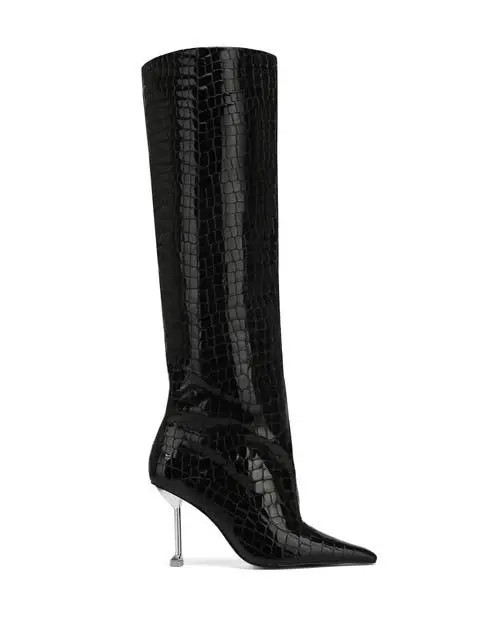NAKED WOLFE Texas Croc Patent Leather Boots