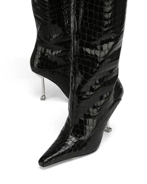 NAKED WOLFE Texas Croc Patent Leather Boots