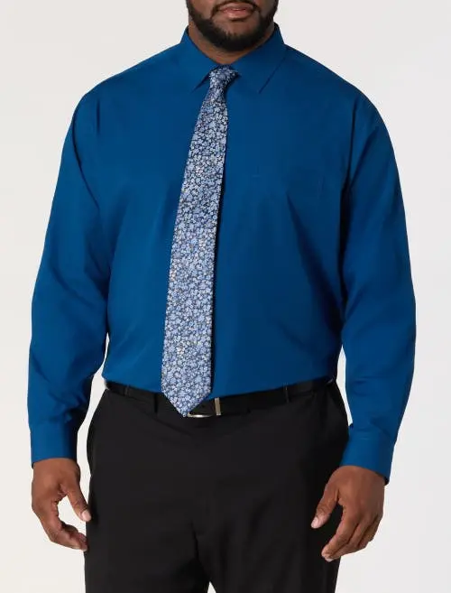 SYNRGY BY DXL Big & Tall Performance Solid Dress Shirt - Poseidon