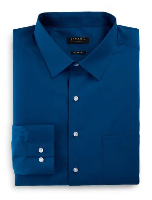 SYNRGY BY DXL Big & Tall Performance Solid Dress Shirt - Poseidon