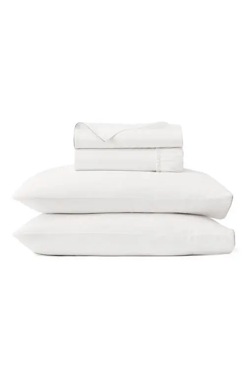 BOLL & BRANCH Signature Piped Edge Sheet Set - White/shore