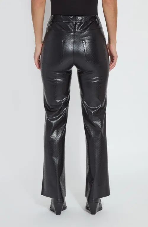 Lyssé Amara Flare Faux Leather Pants - Black Wicker Texture