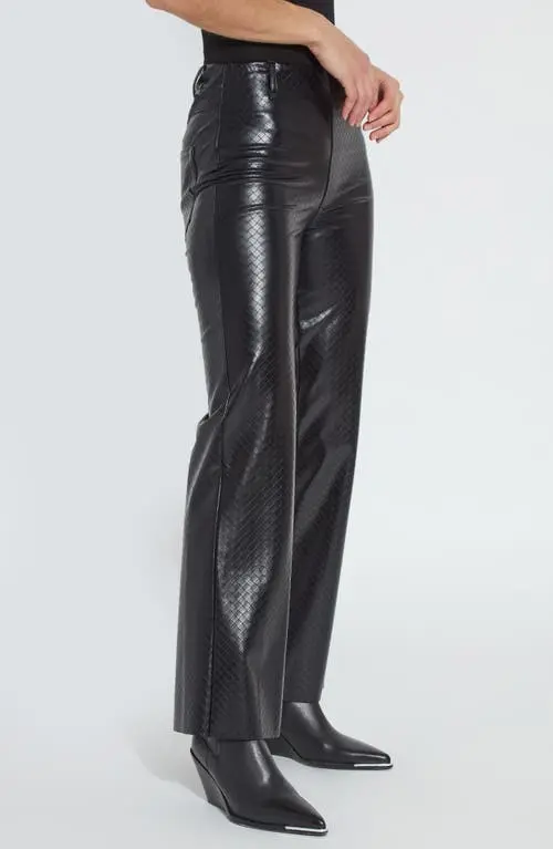 Lyssé Amara Flare Faux Leather Pants - Black Wicker Texture
