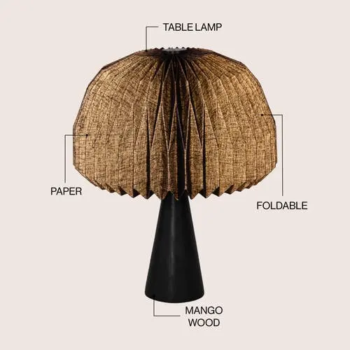 JONATHAN Y Sylvie Paper Pleated Mushroom Accent Led Table Lamp
