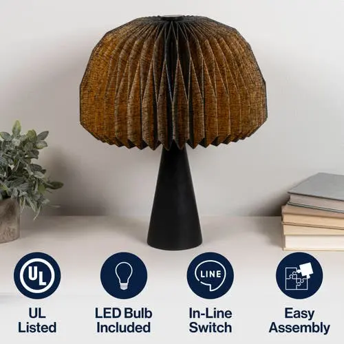 JONATHAN Y Sylvie Paper Pleated Mushroom Accent Led Table Lamp