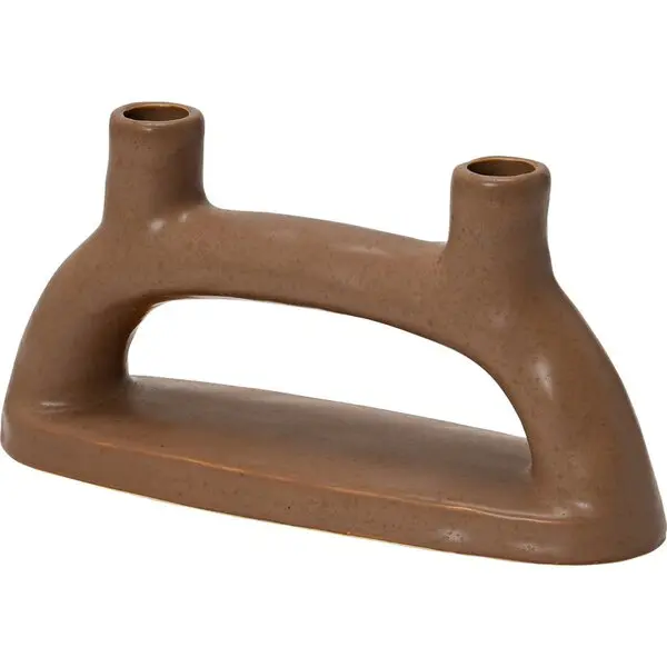 STORIED HOME Modern Stoneware Double Taper Holder