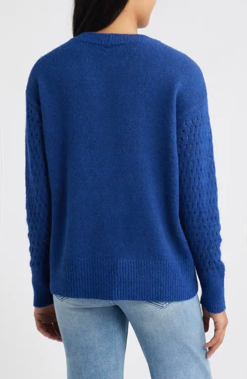 CITY BLUES Open Stitch Sleeve Sweater - Twilight