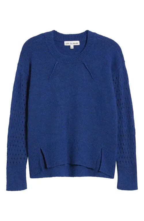 CITY BLUES Open Stitch Sleeve Sweater - Twilight