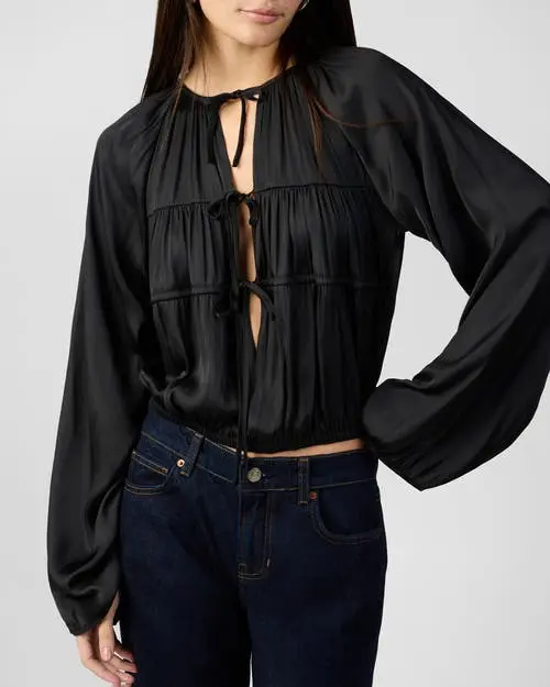 WeWoreWhat Cocoon Sleeve Front Tie Top
