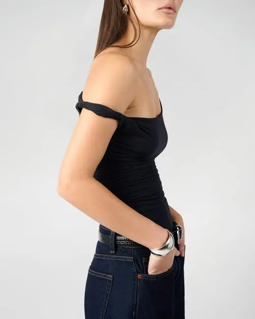WeWoreWhat Twisted Off-the-shoulder Top - Black