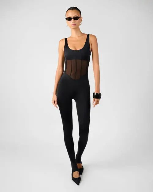 WeWoreWhat Spandex Sheer Panel Bodysuit