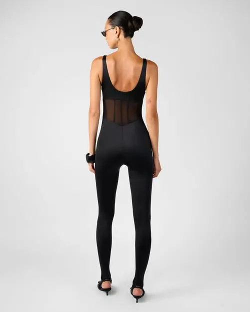 WeWoreWhat Spandex Sheer Panel Bodysuit