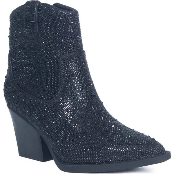 LAUREN LORRAINE Dale Rhinestone Ankle Boots - Black