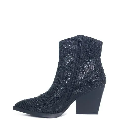 LAUREN LORRAINE Dale Rhinestone Ankle Boots - Black