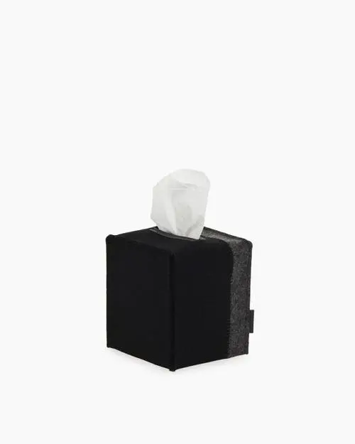 GRAF LANTZ Merino Wool Small Tissue Box Cover - Charcoal Black