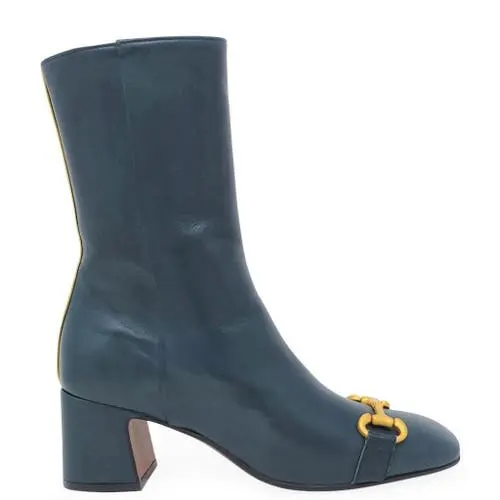 MADISON MAISON Back Stripe Horse Bit Buckle Boots - Teal