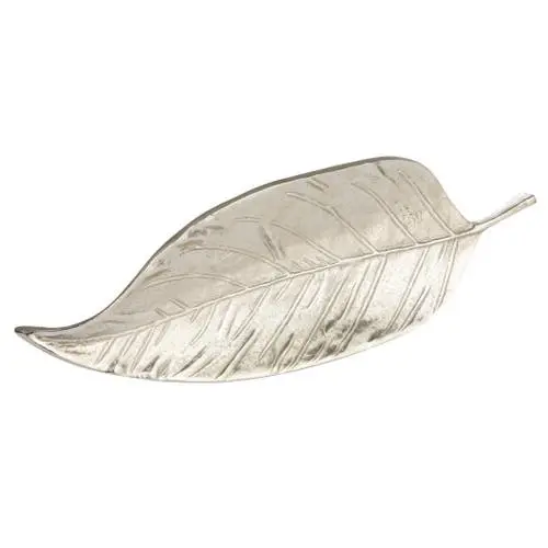 STORIED HOME Aluminum Leaf Shaped Tray - Silver