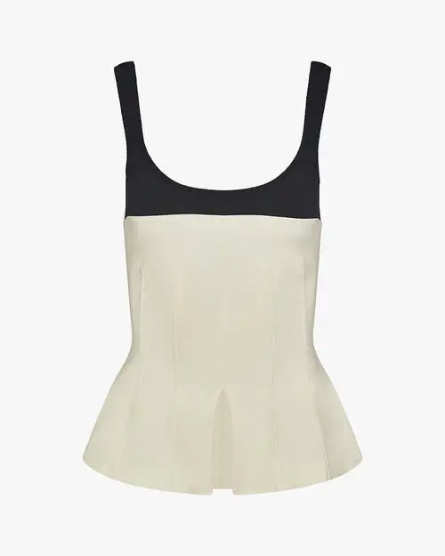 WeWoreWhat Paneled Corset With Mesh Straps - Ivory/black