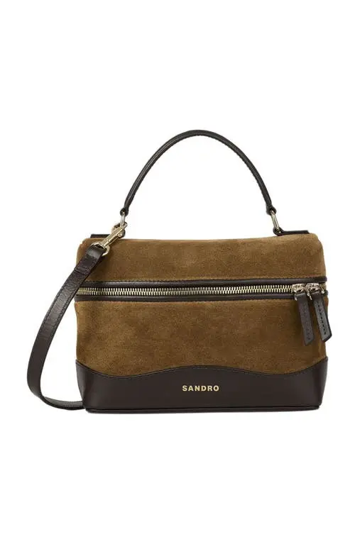 Sandro Tangolino Leather And Suede Vanity Bag - Camel
