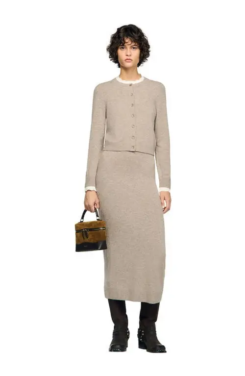 Sandro Tangolino Leather And Suede Vanity Bag - Camel