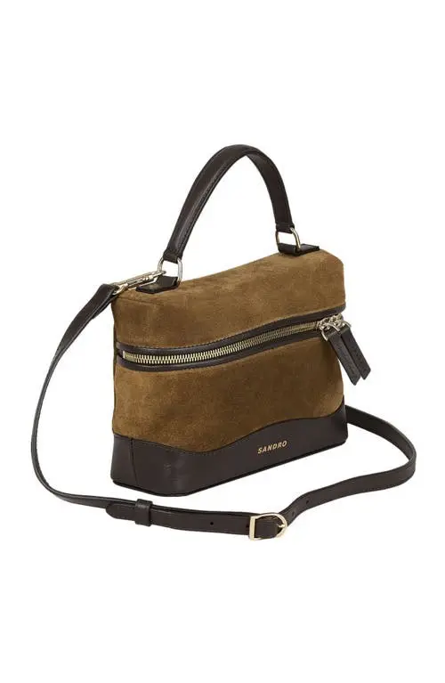 Sandro Tangolino Leather And Suede Vanity Bag - Camel