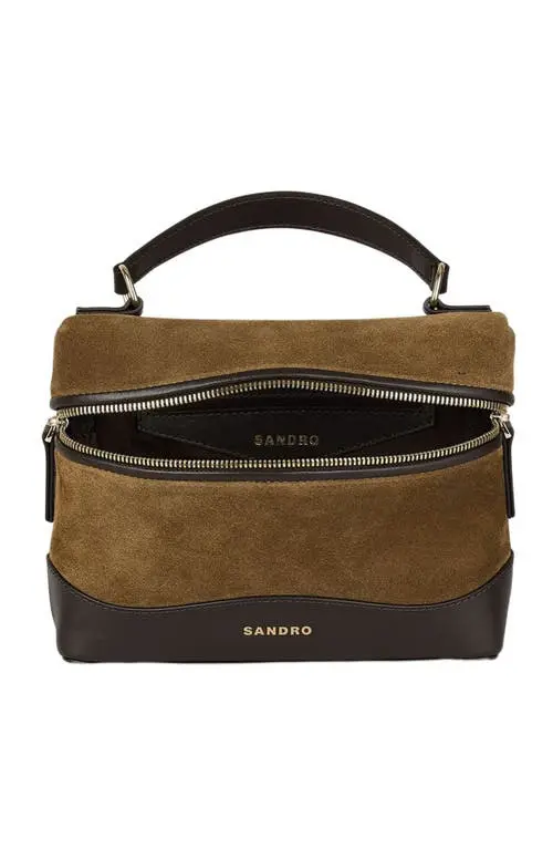 Sandro Tangolino Leather And Suede Vanity Bag - Camel