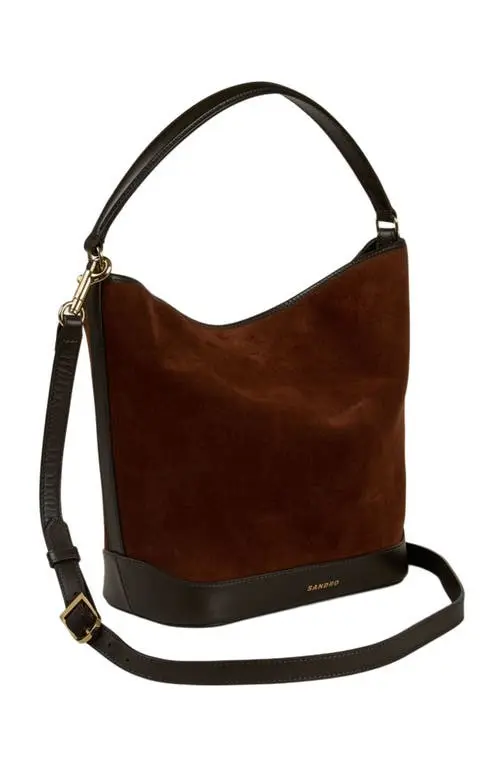 Sandro Suede And Leather Tangoso Bag