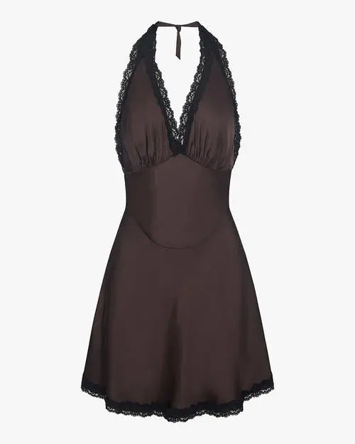 WeWoreWhat Halter Lace Mini Dress