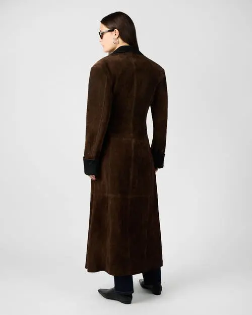 WeWoreWhat Double-breasted Suede Coat