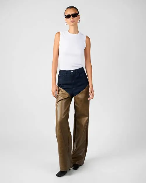 WeWoreWhat Mid-rise Straight-leg Two-tone Pants