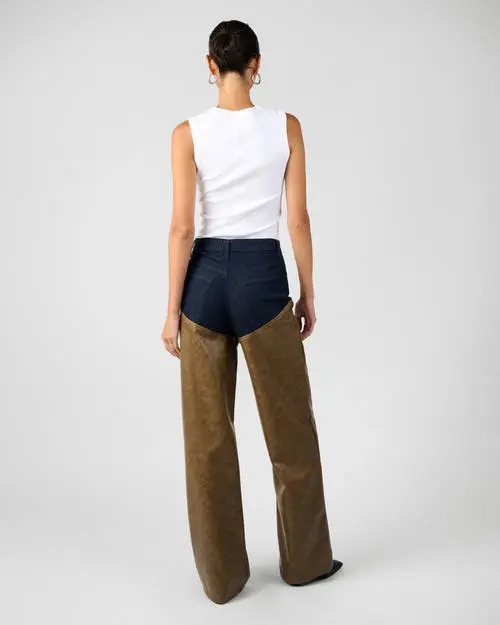 WeWoreWhat Mid-rise Straight-leg Two-tone Pants