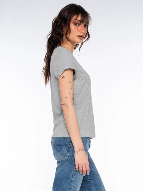 WILT CLOTHING Slim Deep V-neck Rib Back Tee - White
