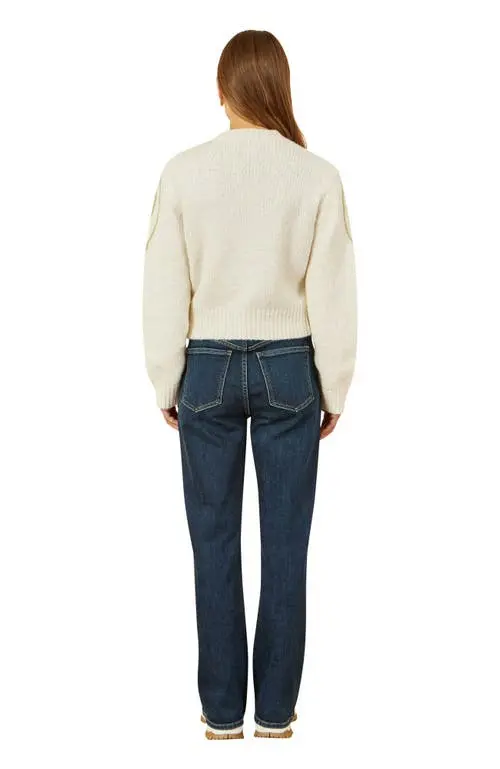 YUMI Hand-embroidered Floral Cardigan - Ivory