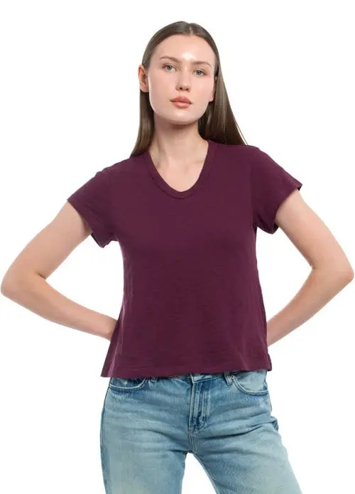 WILT CLOTHING V-neck Short Sleeve Baby Tee - Dark Fig