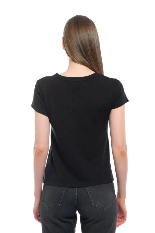WILT CLOTHING V-neck Short Sleeve Baby Tee - Dark Fig