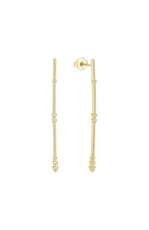 UNTAMED PETALS Eternity Pave Linear Drop Earrings - Gold