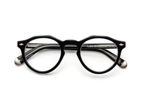 CADDIS Dogleg Reading Glasses - Gloss Black And Vodka