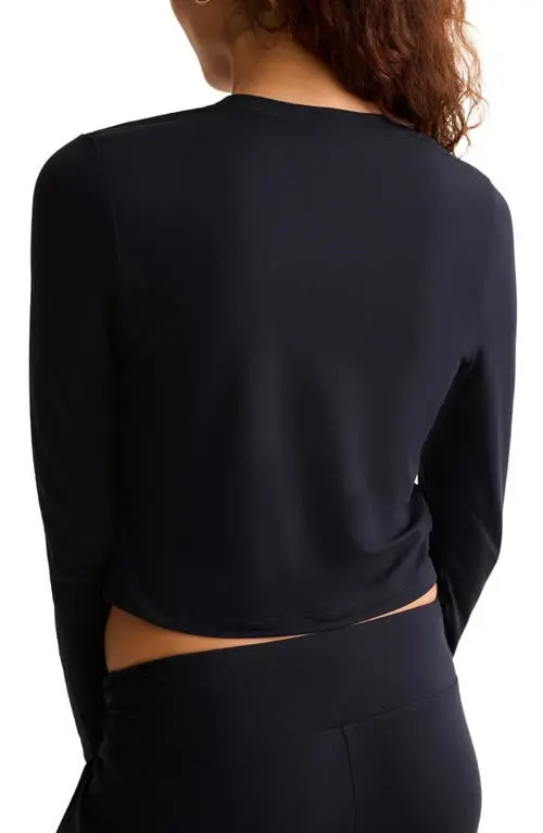 Fleur't Henley Crop Pajama Top - Black