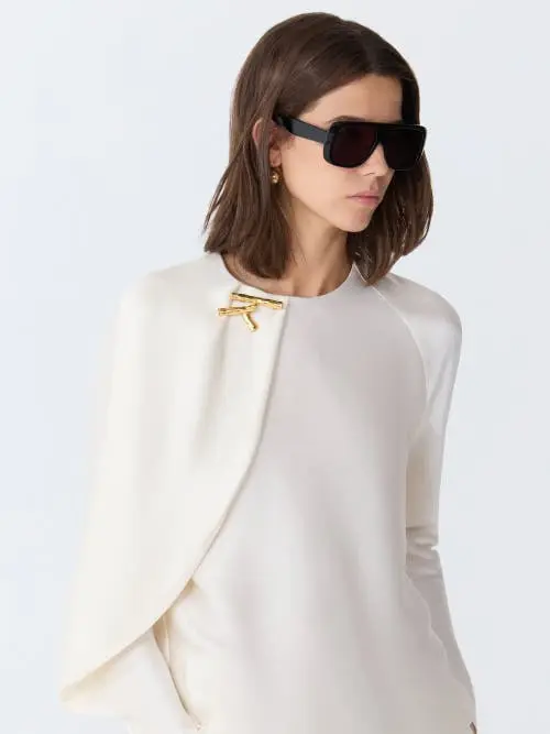 CALLAS MILANO Bliss Drape Sleeve Blouse - Parchment