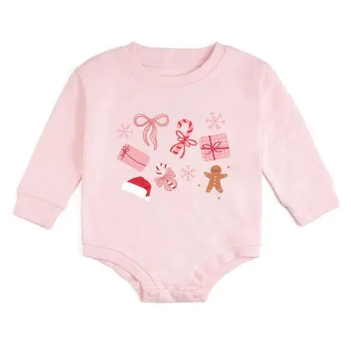 SWEET WINK Christmas Long Sleeve Romper - Ballet Pink