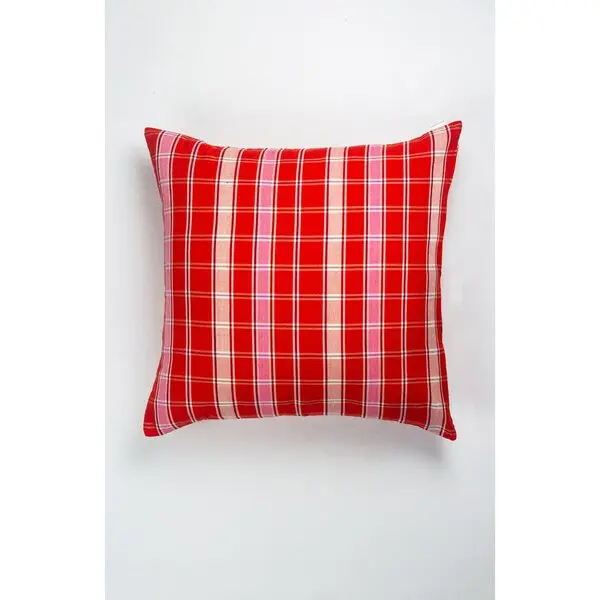 ARCHIVE NEW YORK Handwoven Holly Cotton Throw Pillow - Red