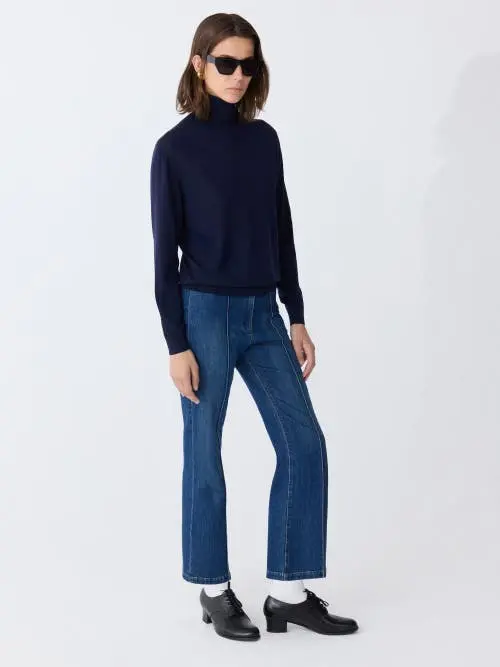 CALLAS MILANO Lola Denim Flare-leg Cropped Pants - Indigo
