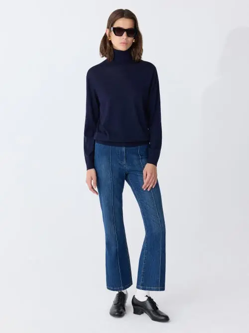 CALLAS MILANO Lola Denim Flare-leg Cropped Pants - Indigo