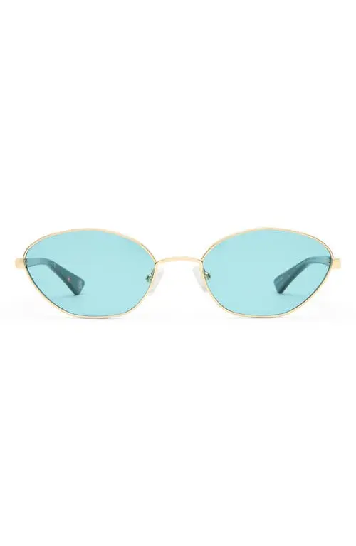 Le Specs Le Bebe 58mm Oval Sunglasses - Gold/aqua Mono
