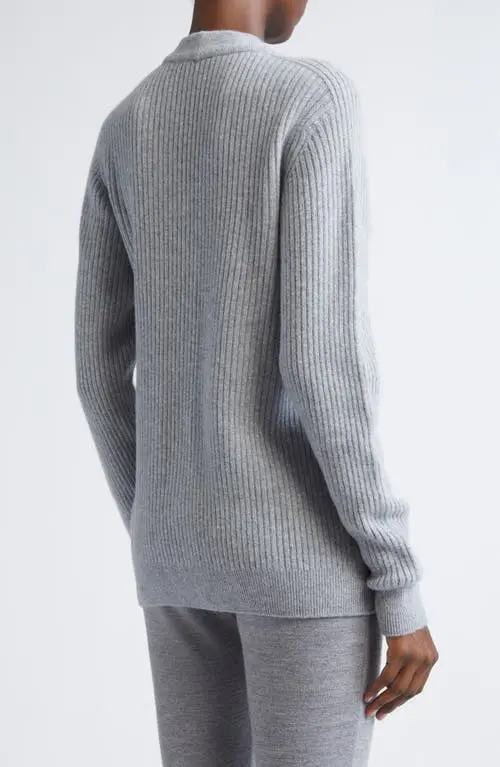 Balmain Button Detail Rib Cashmere & Virgin Wool Cardigan
