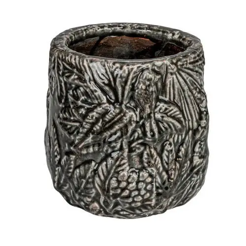 STORIED HOME Decorative Terra-cotta Planter With Embossed Pattern