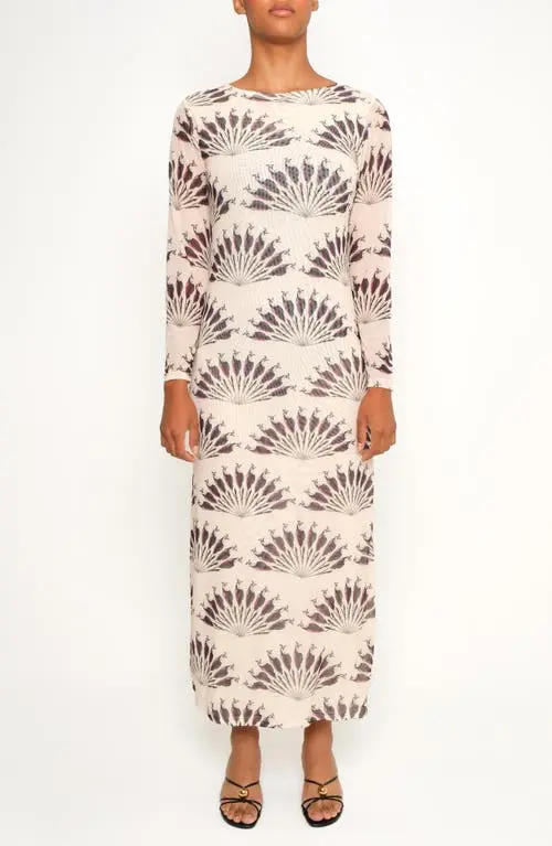 THE LULO PROJECT Nellas Paisley Long Sleeve Mesh Maxi Dress - Throated Ivory