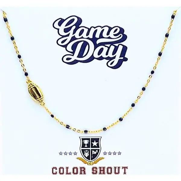 COLOR SHOUT Game Day Football Charm Necklace With Enamel Beads - Navy