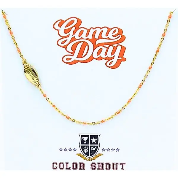 COLOR SHOUT Game Day Football Charm Necklace With Enamel Beads - Orange