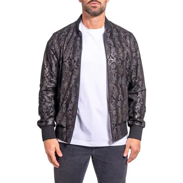 MACEOO Ascension0010 Foil Print Leather Jacket